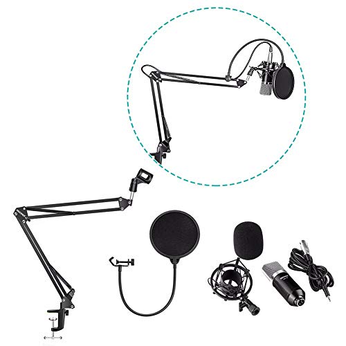 VIBY Professional Studio Broadcasting Recording Condenser Microphone Kit with Microphone Stand and Shock Mount