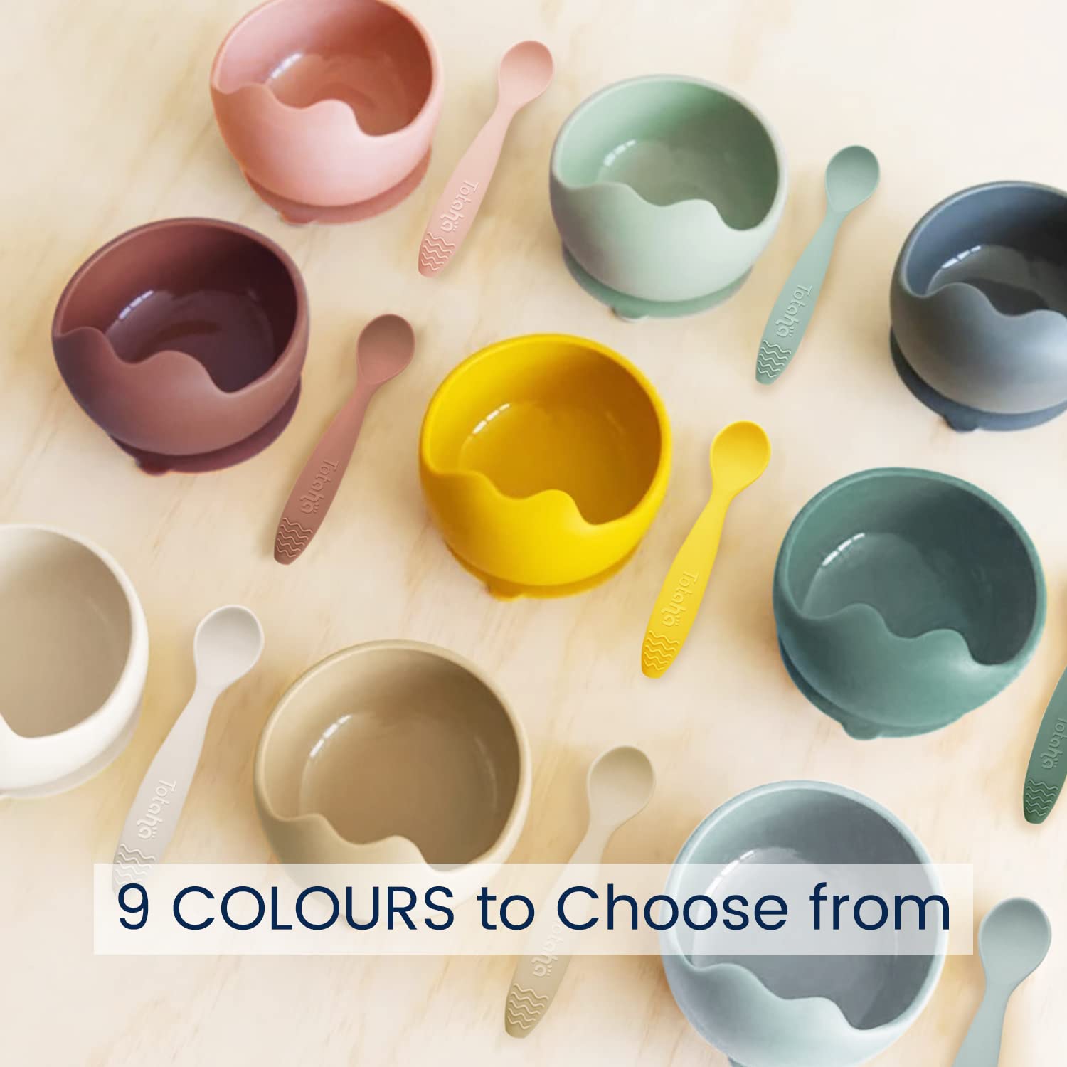 TotAha Silicone Suction Baby Bowl | Inwardly Curved Walls Preventing Dropping | Easy Scooping | Firmly Stick | BPA-Free Non-Slip Design