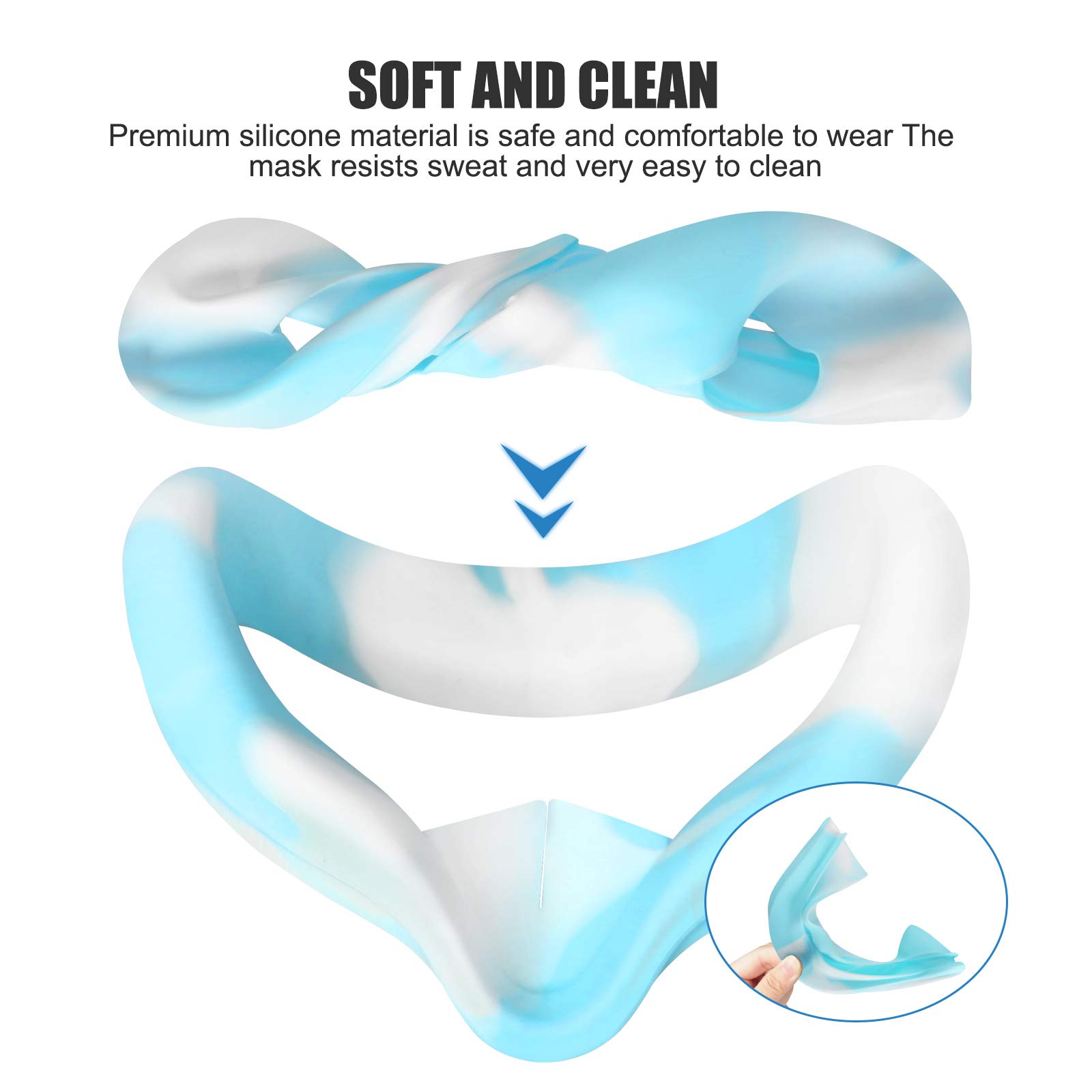 MASiKEN Controller Grips Cover with Face Cover Compatible for Meta Oculus Quest 2, Anti-Throw Grips Cover with Adjustable Wrist Strap and Sweatproof Silicone Face Pad, Quest 2 Accessories Kit (Blue)