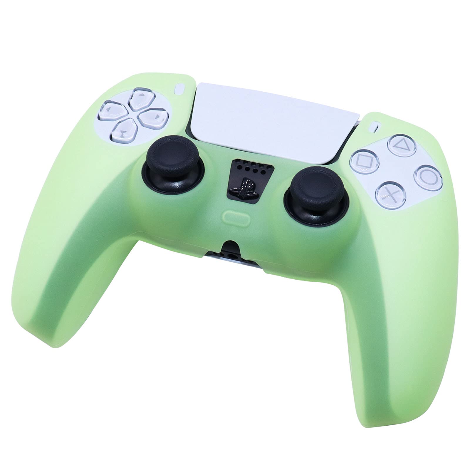 RALAN Controller Skin Silicone Cover in Dark Protective Case for PS5 Dualshock 5 Controller.(Black Pro Thumb Grip x 8,Cat + Skull Cap Cover Grip x 2)