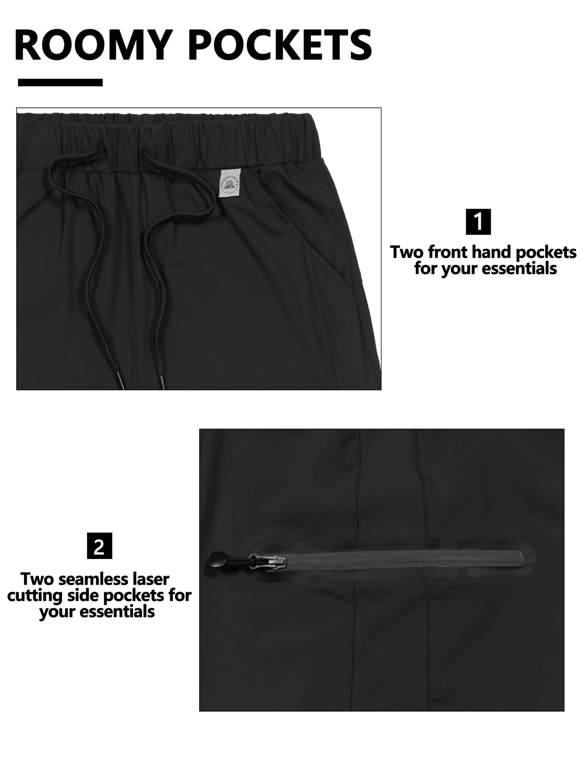 Mapamyumco Women's Quick Dry Lightweight Bermuda Shorts for Golf Travel Hiking Walking, Stretch Zipper Pockets Black L