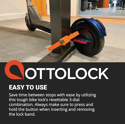 OTTOLOCK Combination Bike Lock | Lightweight & Compact | Theft Deterrent for Quick Stops | Cycling, E-Mobility, & Outdoor Gear (Gold, 30 Inch)