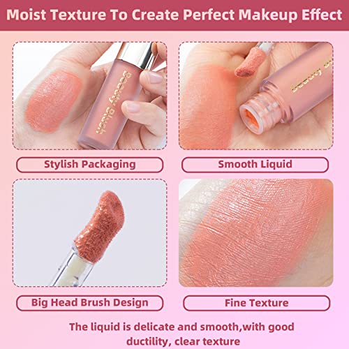 NewBang Liquid Blush Highlighter Contour Trio Set Cream Matte Blusher Rouge Rubor Dewy Cheek Tint Shimmer Glitter Luminizers Face Contouring Shading Bronzer Makeup Pen Moisturizing Blendable-3Pcs