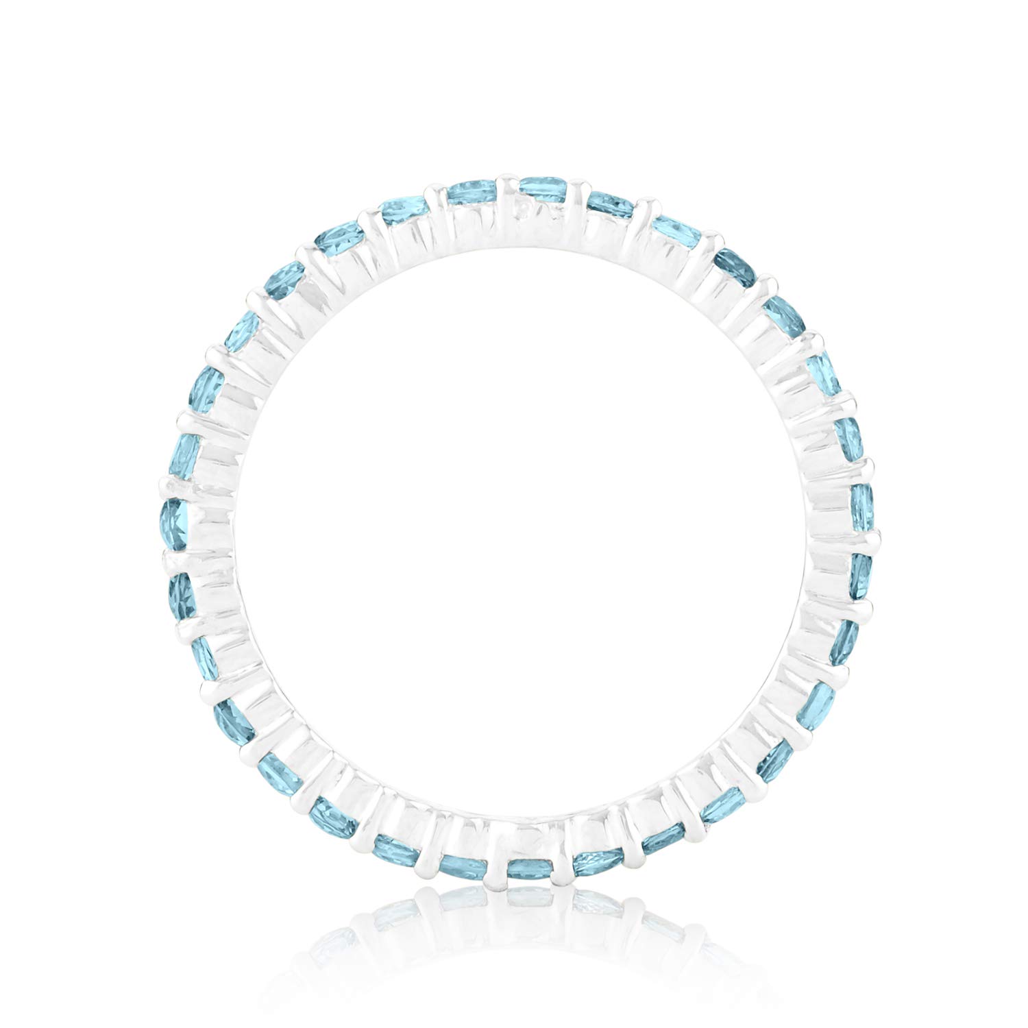 MAX + STONE 14k White Gold Eternity Band Ring for Women with 2mm Round London Blue Topaz December Birthstones Size 5.5