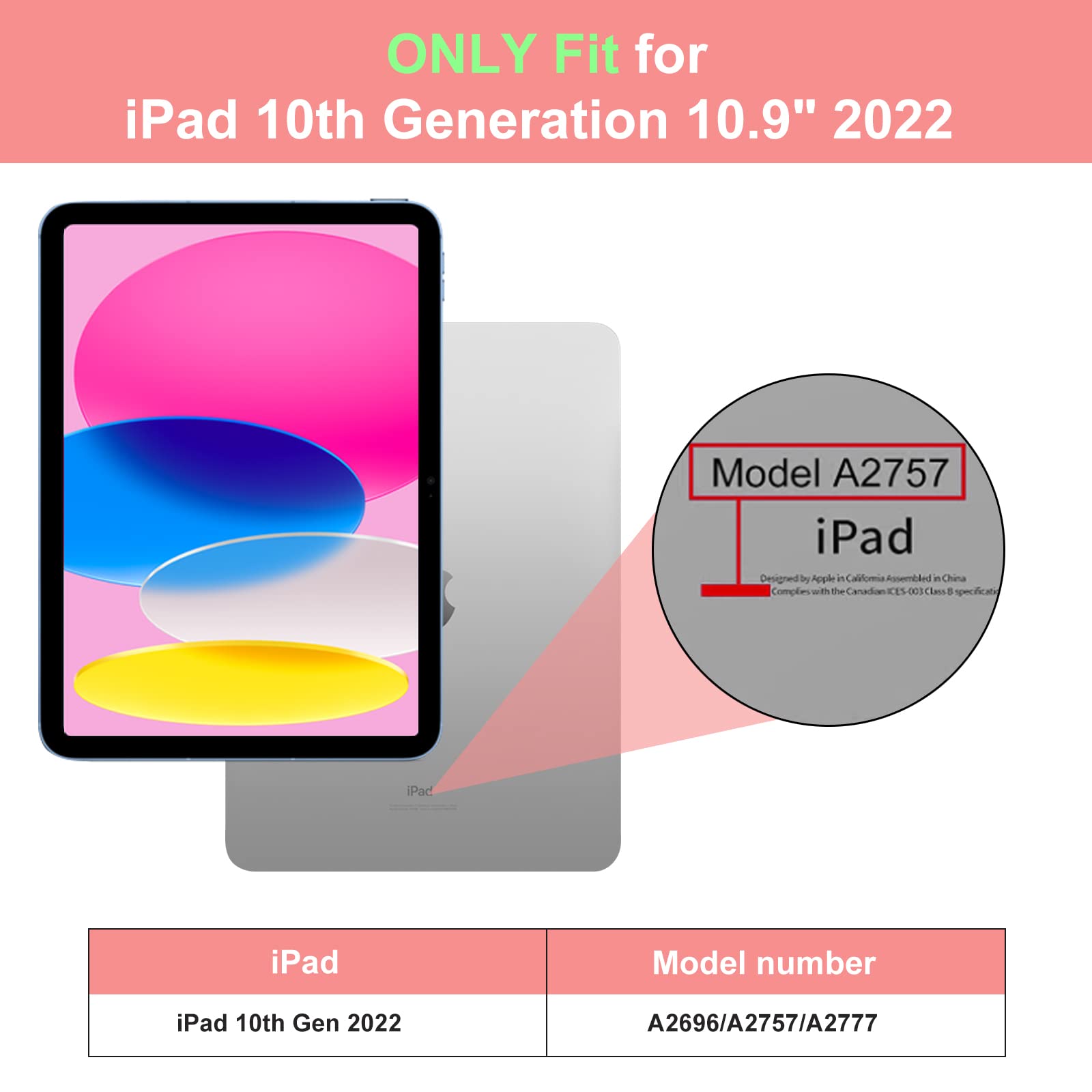 Touchpad Keyboard Case for iPad 10th Generation 10.9" 2022 - Multi-Touch Trackpad,7 Color Backlit, 360°Rotatable Smart Case with Touchpad Keyboard for iPad 10.9 inch 10th Gen 2022 – Rose Gold