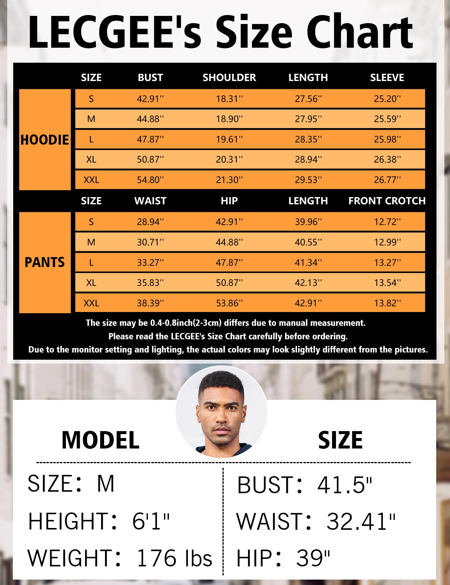 LecGee Men Hoodie Sets Outfits Long Sleeve Sweatshirt Elastic Waist Sweatpants Two Piece Tracksuit Casual Sweatsuit