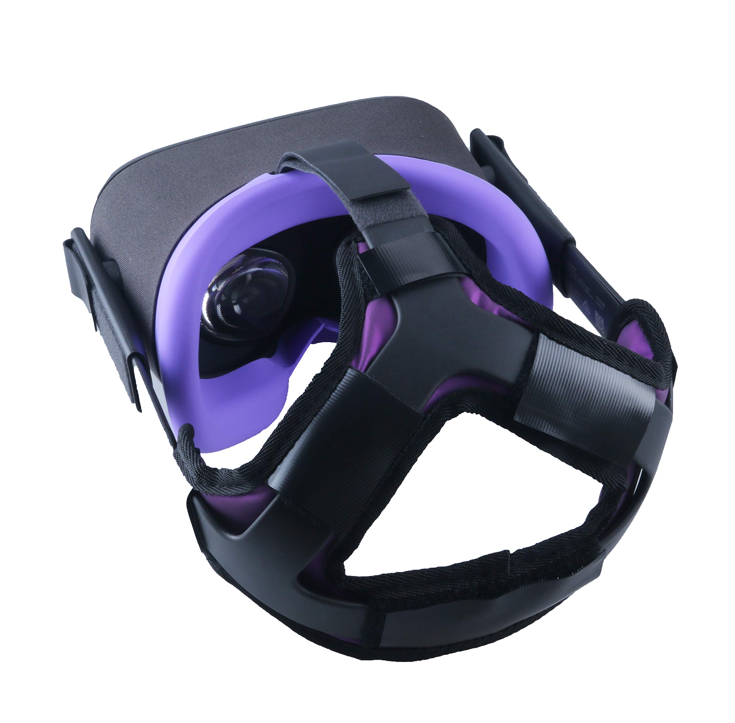 MASiKEN Silicone Face Mask Cover & Head Strap Pad Cushion for Oculus Quest Headset Accessories with PU Leather & Reduce Head Pressure (Purple)