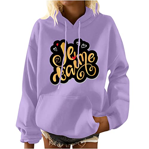 STAOEDU Women's Y2k Trendy Color Block Tops with Hood Drawstring Basic Hoodie Pattern Printed Hooded Sweatshirt Gifts for Her