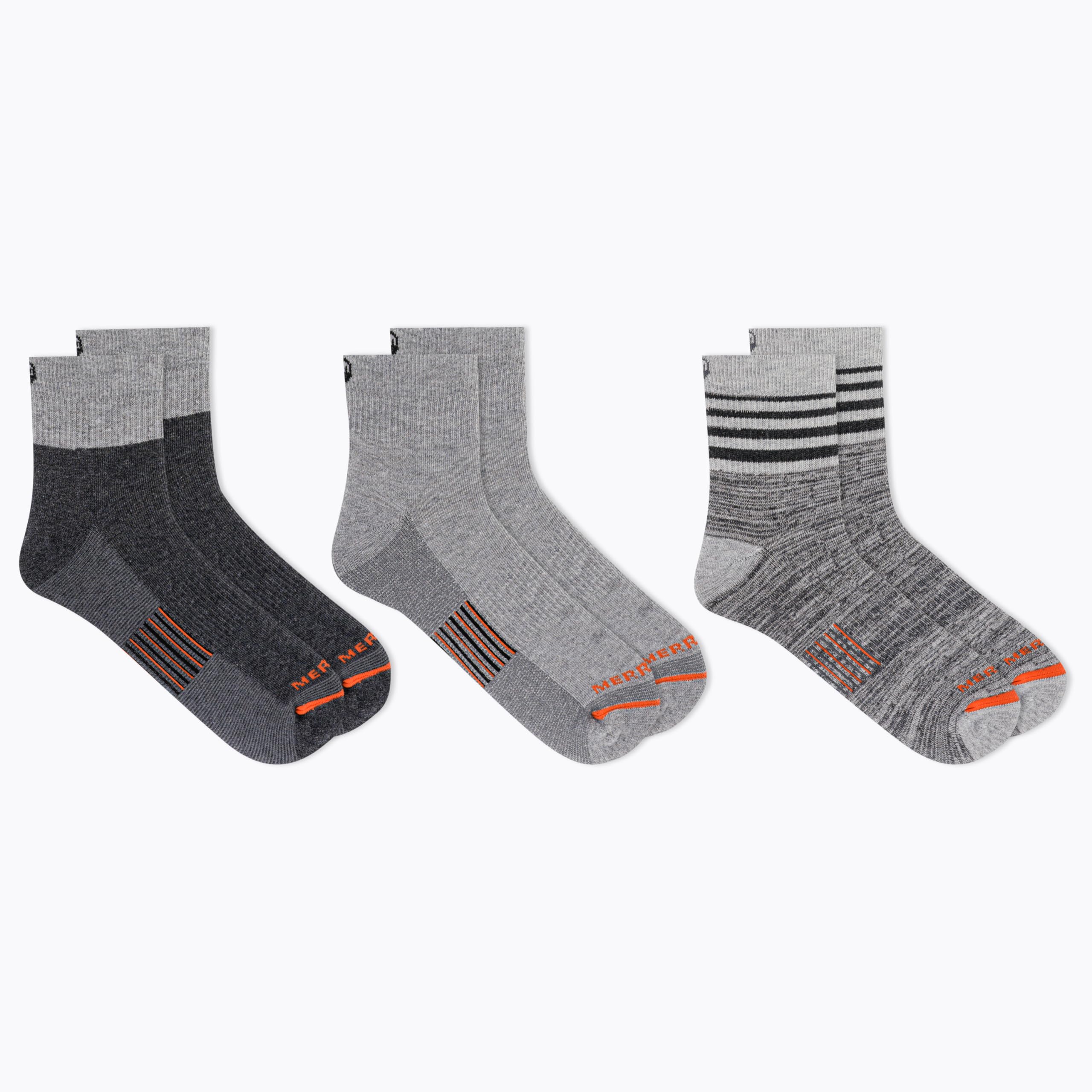 Merrell Unisex-Adult's Men's and Women's Merino Wool Work Socks-3 Pair Pack-Arch Support, Ankle-Light Gray, Medium-Large