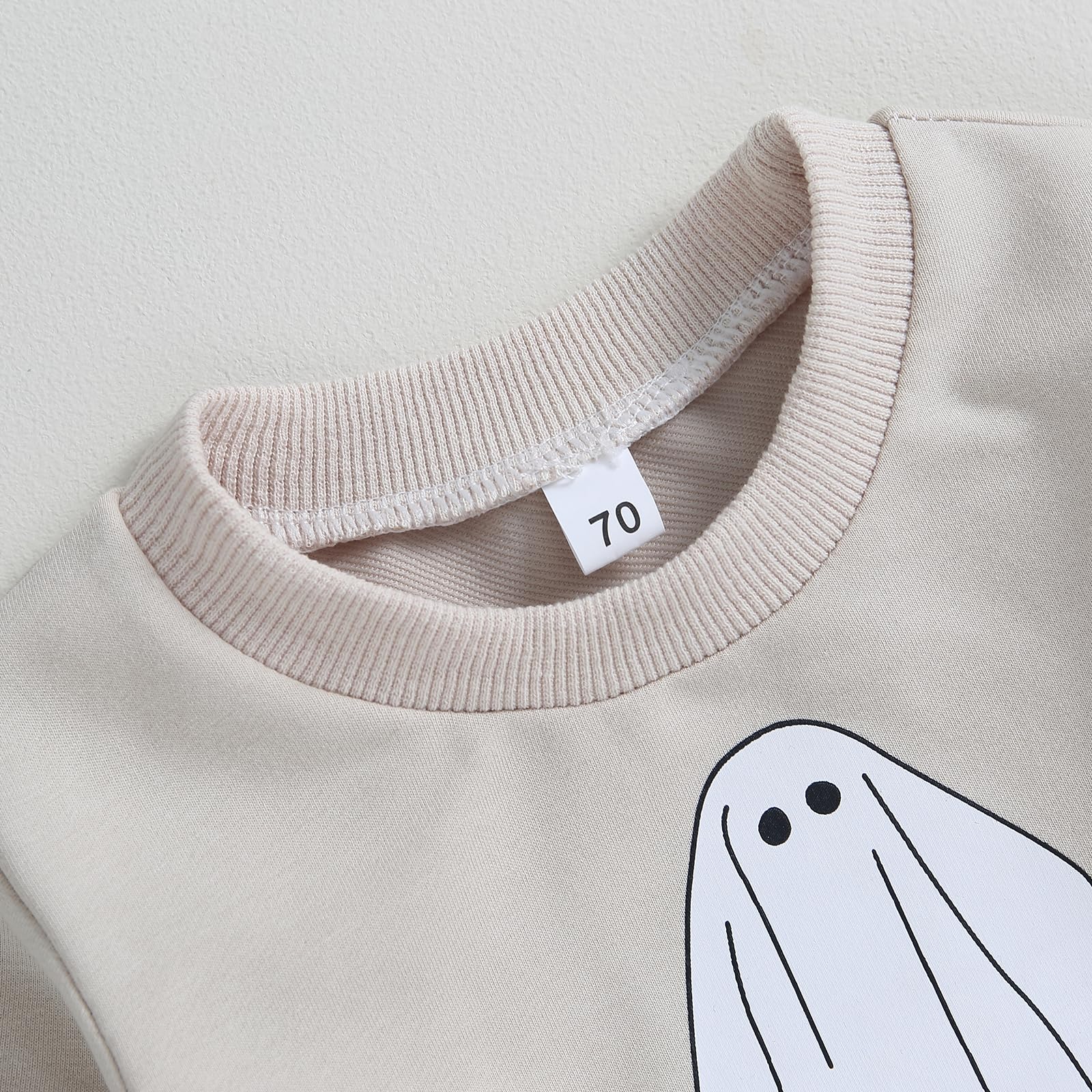 Lucikamy Toddler Baby Boy Halloween Outfit Long Sleeve Ghost/Pumpkin Sweatshirt Tops Elastic Pants 2PCS Fall Winter Clothes (Light Grey, 18-24 Months)