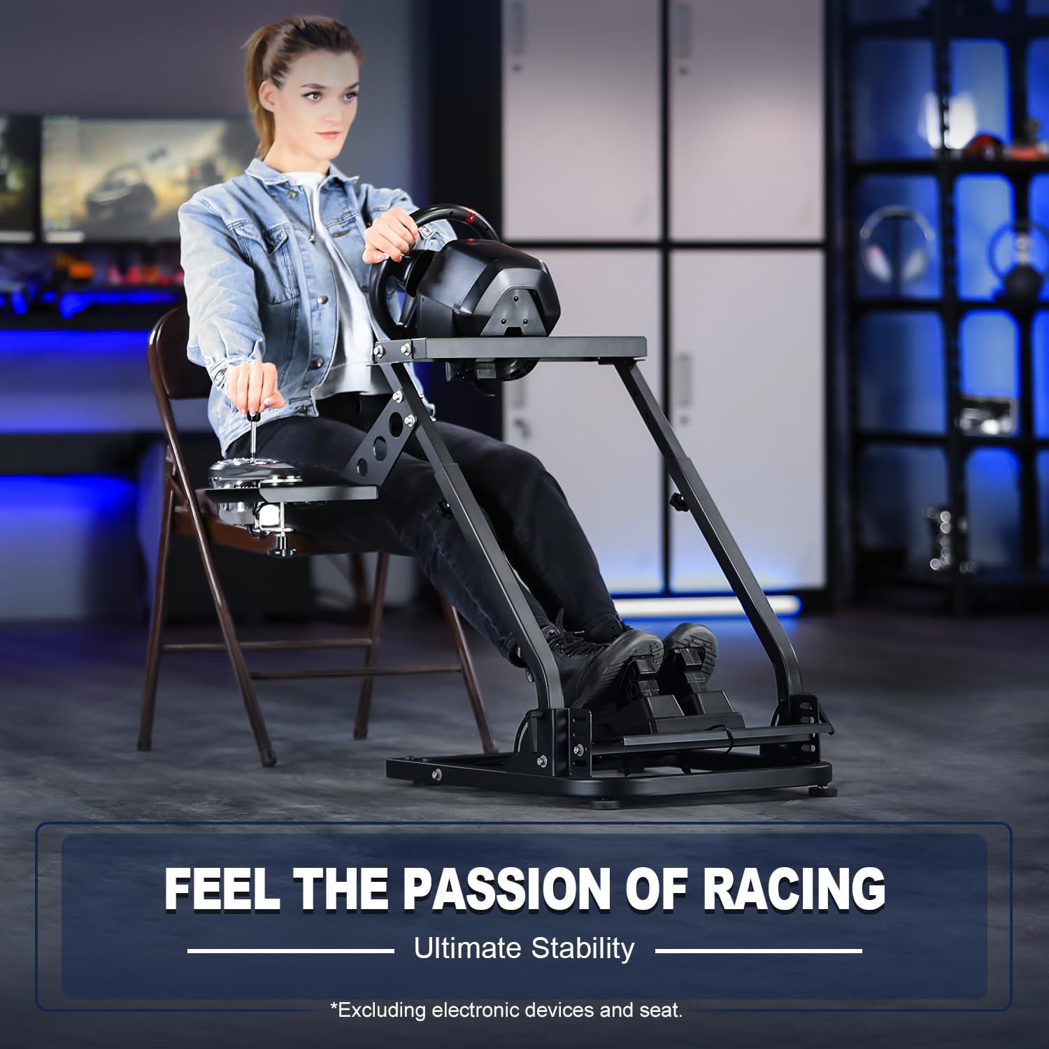 Marada G29 Racing Wheel Stand Height Adjustable,Foldable,Made of Carbon Steel, Can Install Both Shifter and Handbrake,Racing wheel, Support for Logitech G25 G27 G920,Thrustmaster T300RS