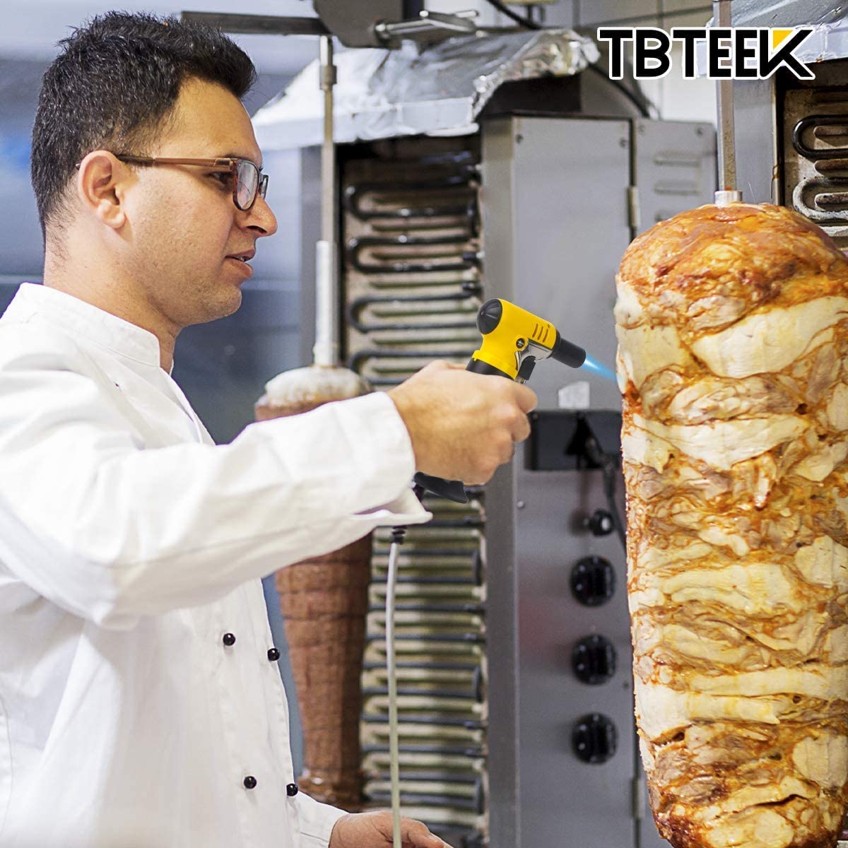 TBTEEK Butane Torch with Fuel Gauge, One-hand Operation Kitchen Torch Lighter with Adjustable Flame for BBQ, Baking, Brulee Creme, Crafts and Soldering(Butane Gas Not Included)