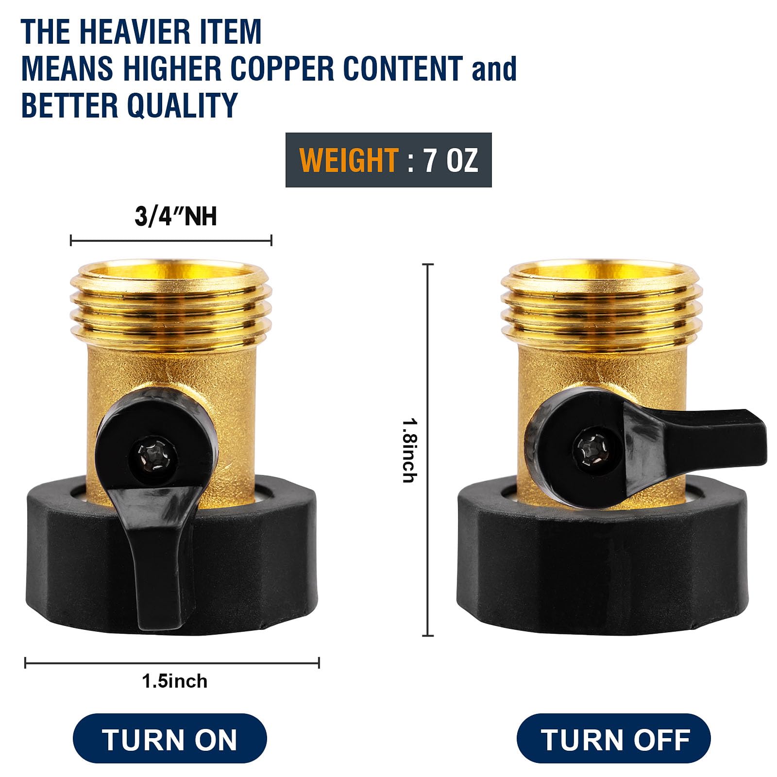 Nraxiot 2PCS Garden Hose Shut Off Valve, Durable Hose Shutoff Valve,Premium 3/4 Brass Shut Off Valve for Garden Hose,Water Hose Shut Off Valve for Household Cleaning