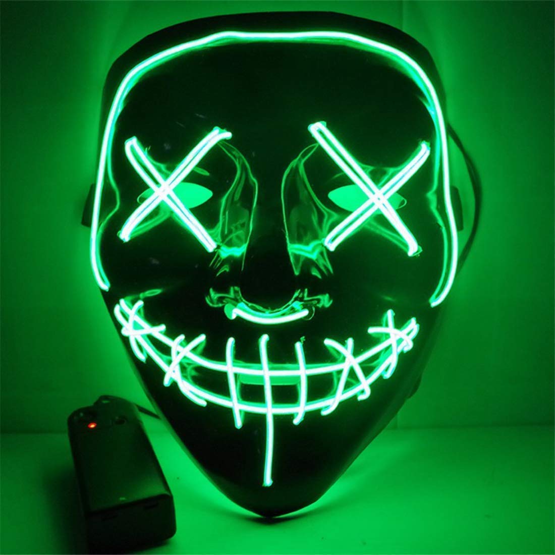LED Light Up Purge Mask for Halloween, Festival, Party (9 Colors) (Yellow)