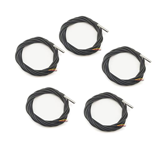 SYUAB 5pcs 3M Temperature Probe Waterproof Digital Temperature Sensor Stainless