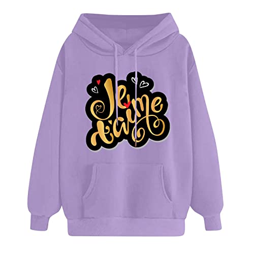 STAOEDU Women's Y2k Trendy Color Block Tops with Hood Drawstring Basic Hoodie Pattern Printed Hooded Sweatshirt Gifts for Her