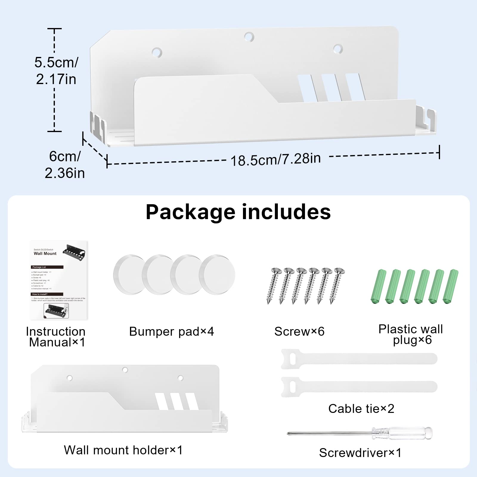 TiMOVO Switch Wall Mount for Nintendo Switch OLED/Switch, Space Saving Metal Wall Mounting Bracket with Hanging Hooks for Joy-Con, Geometric Style Switch Mount on Wall Near or Behind TV, White
