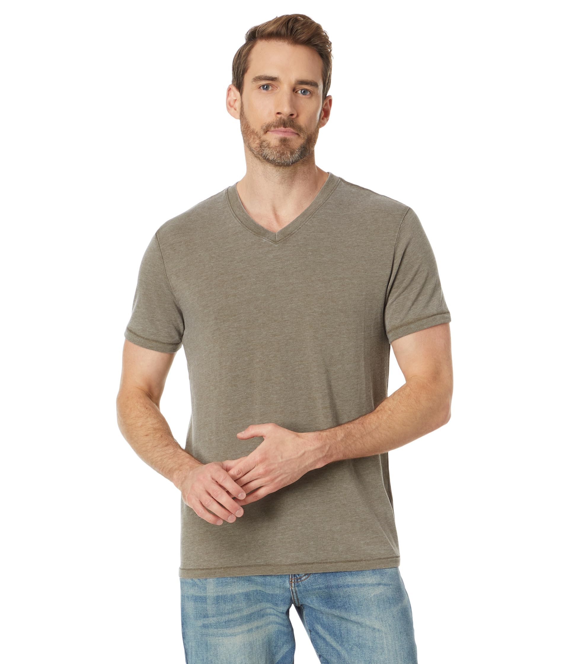 Lucky Brand mens Venice Burnout V-neck Tee T Shirt, Dark Olive, X-Large US