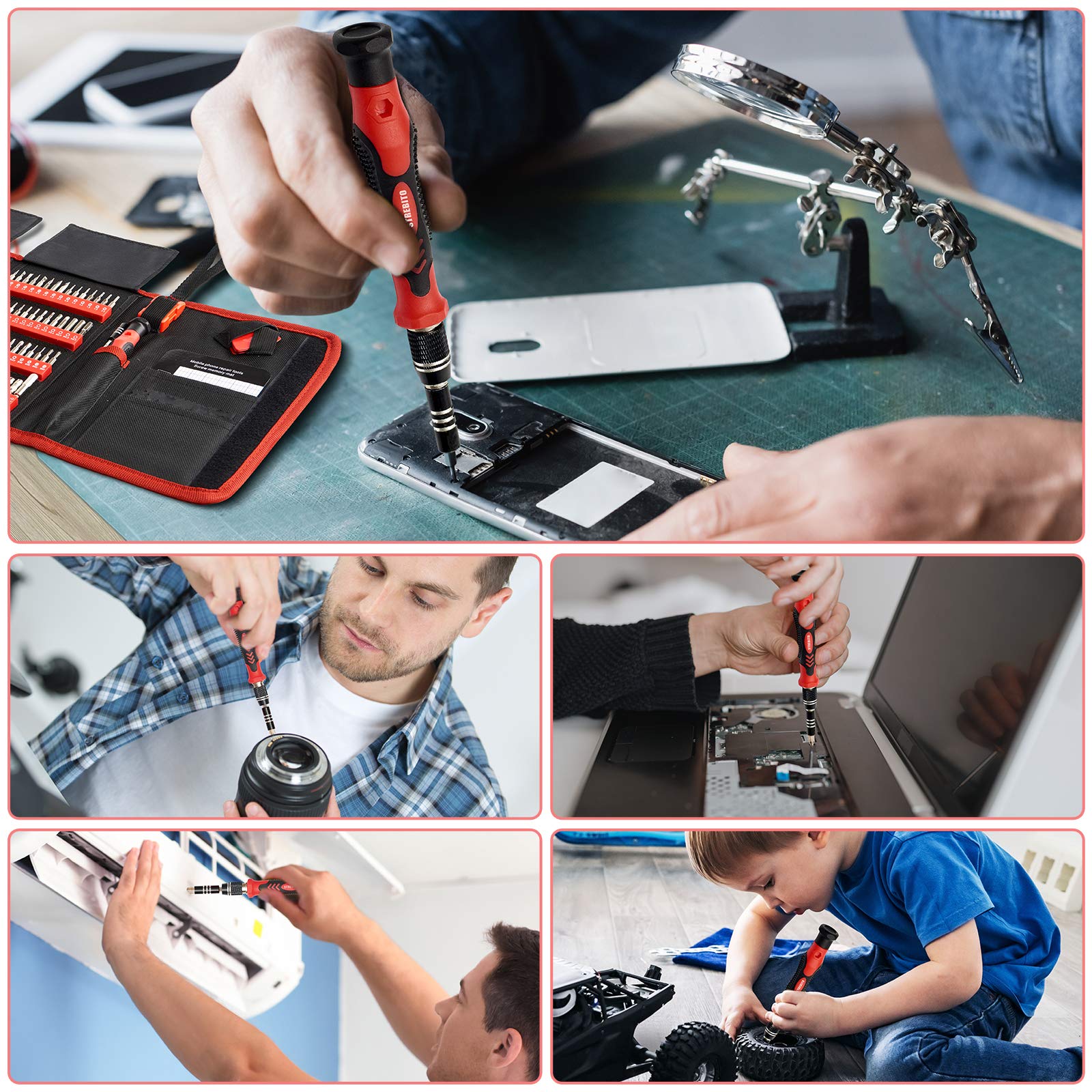 STREBITO Screwdriver Sets 142-Piece Electronics Precision Screwdriver with 120 Bits Magnetic Repair Tool Kit for iPhone, MacBook, Coumputer, Laptop, Tablet, PS4, Xbox, Nintendo, Eyeglasses, Jewelers