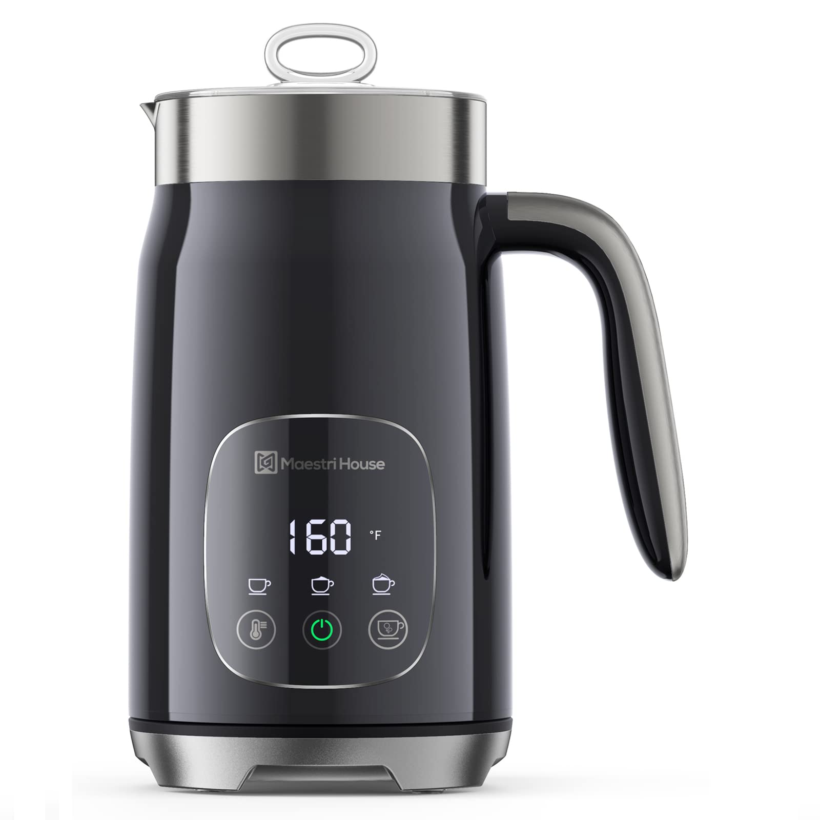 Maestri House Milk Frother, Variable Temp and Froth Thickness Milk Frother and Steamer, 14.1OZ/400ML Smart Touch Control Foam Maker, Memory Function for Latte, Warm Milk, Hot Chocolate