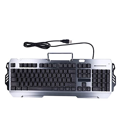 YYOYY 104 Keys Mechanical Feeling Gaming Keyboard for PC Gamers, 2 Colors Keycaps Backlit Aluminum Alloy Base Computer Keyboard, USB Wired Keyboard with Phone Holder for Home & Office