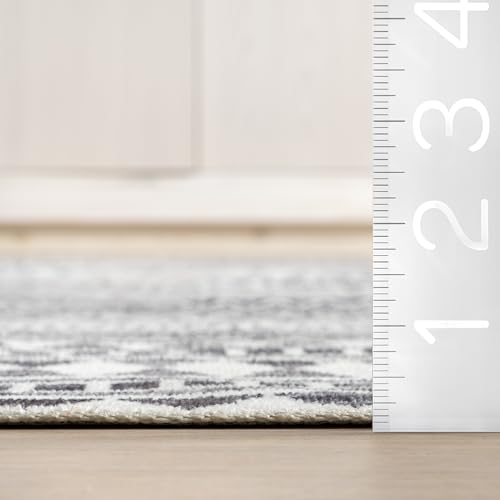 nuLOOM Kira Machine Washable Tribal Geometric Ultra Thin Area Rug, 4x6, Grey