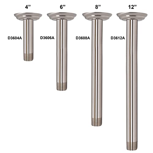 Westbrass 1/2" IPS x 4" Ceiling Mounted Shower Arm with Flange, Matte Black, D3604A-62