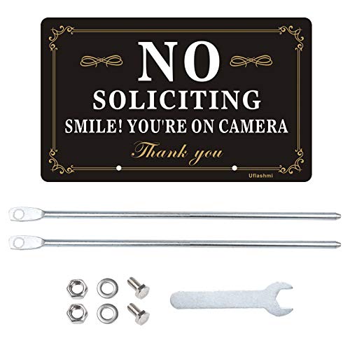 Uflashmi No Soliciting Sign for House Yard, No Soliciting Signs for Home with Stake, 13X7.87 inch