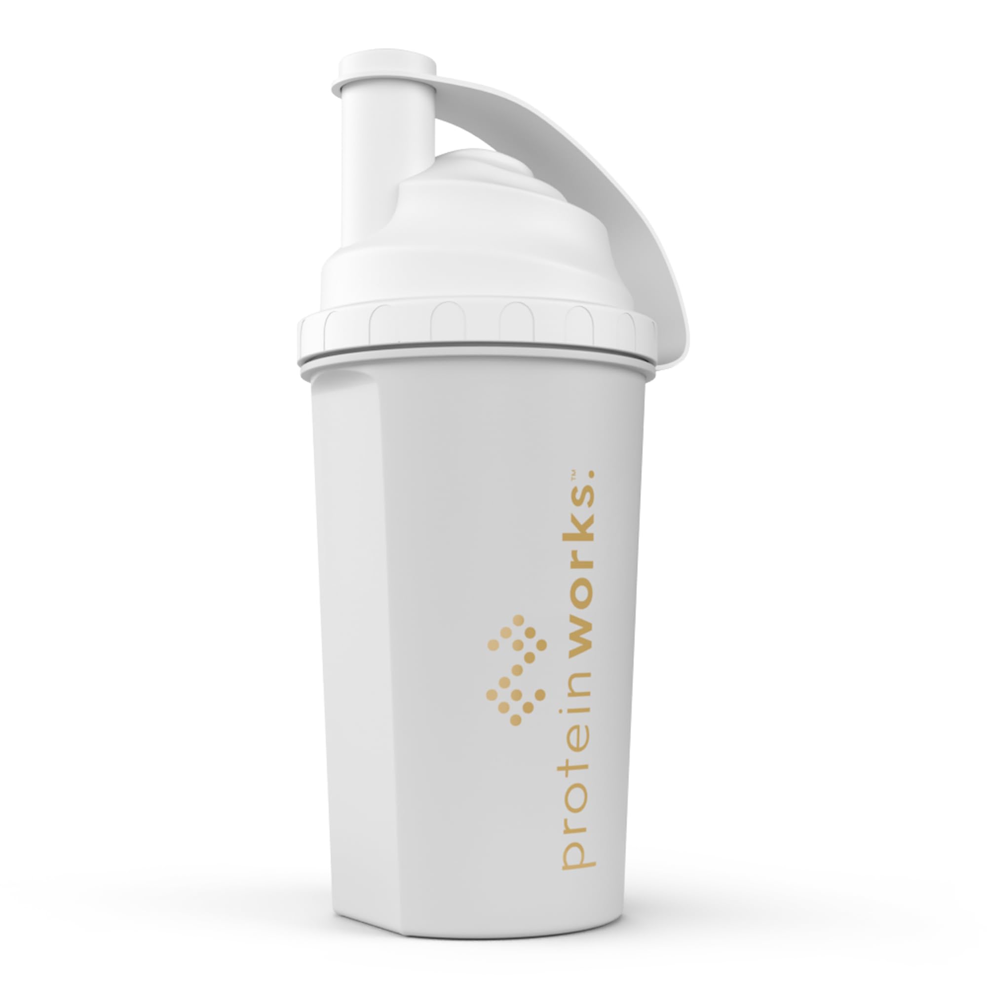 Protein Works White & Gold Shaker | Durable Protein Shaker | 700ml