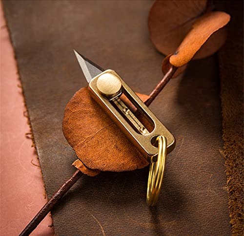 SZHOWORLD Ultra Small Brass Utility Knife, EDC Tiny Knife Box Opener with Stainless Steel Blade,Ultra Portable and Compact