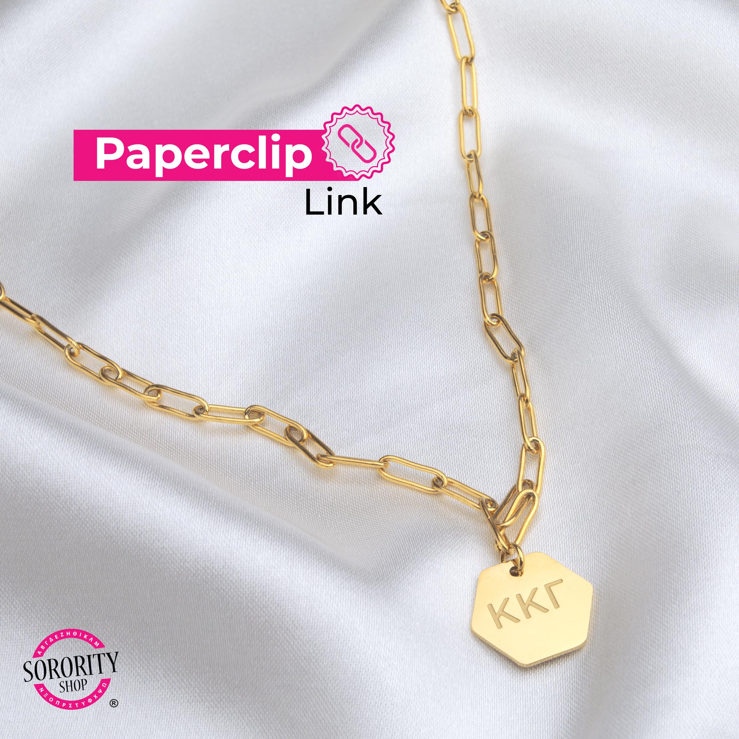 Sorority Shop Phi Sigma Sigma Paperclip Necklace β PSS 18K Gold Plated Sorority Gifts Necklace, Long-Lasting Phi Sigma Sigma Gifts for Women