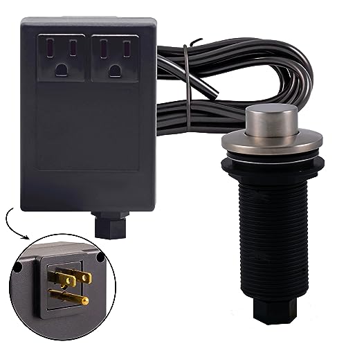 Westbrass ASB-2RB3-20 Sink Top Waste Disposal Air Switch and Dual Outlet Control Box, Raised Button, Stainless Steel