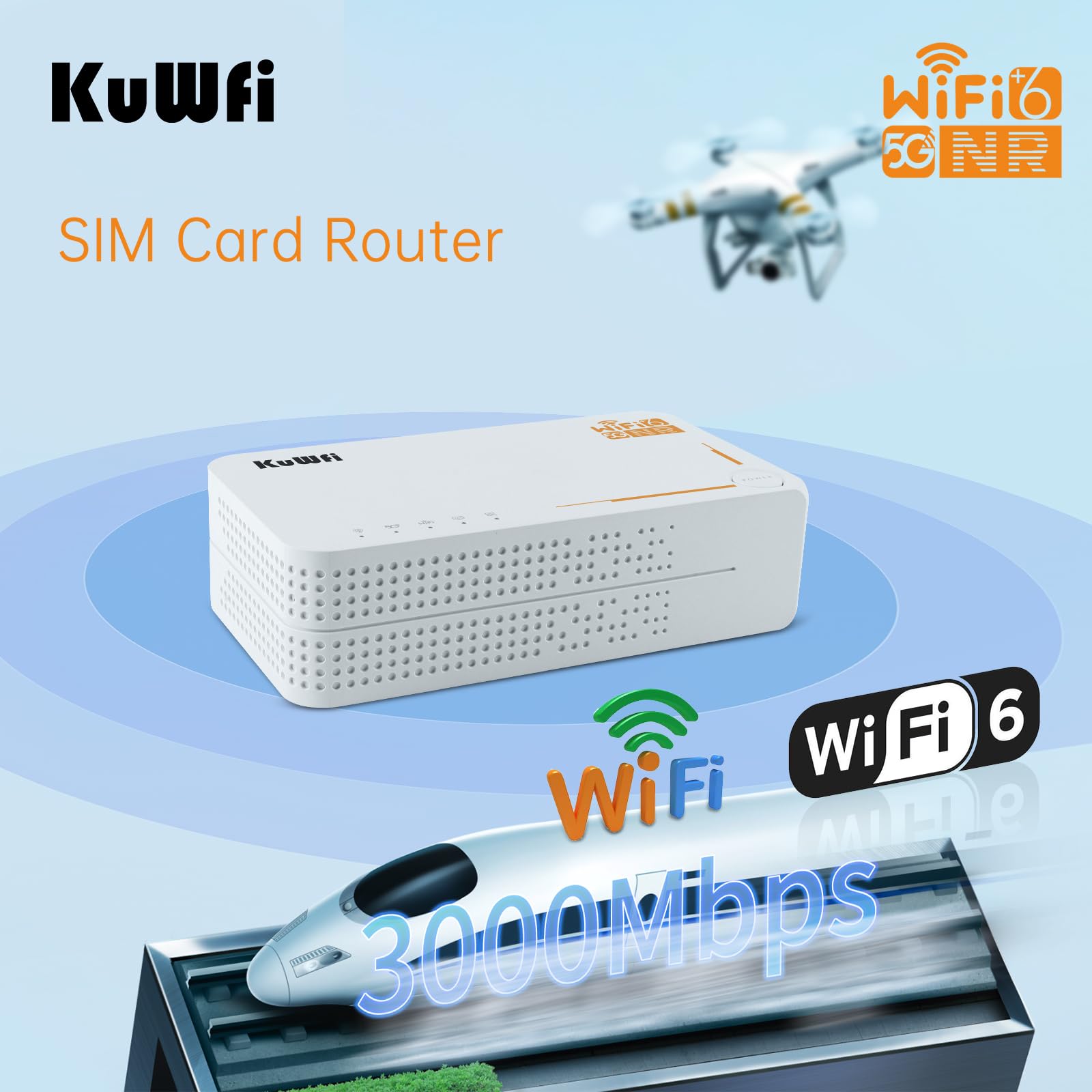 KuWFi 4G LTE USB WiFi Modem Mobile Internet Devices with SIM Card Slot High Speed Portable Travel Hotspot Mini Router for USA/CA/MX