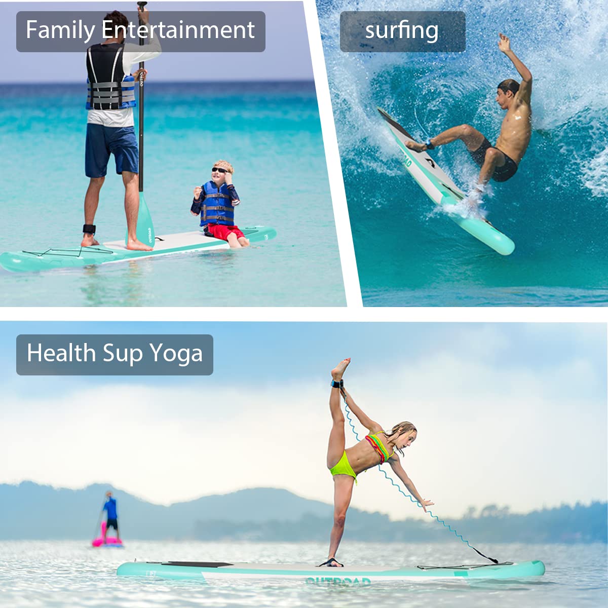 Max4out Premium Stand Up Inflatable Paddle Board 10'6×32"×6" with Premium sup Accessories & Backpack, Non-Slip Deck, Waterproof Bag, Leash, Hand Pump, Standing Boat for Youth & Adult (Blue)