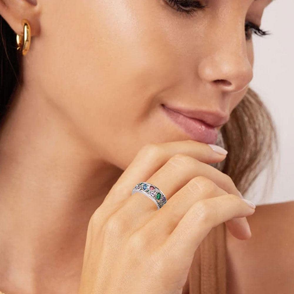 Quartz Crystal Ring Multicolor Healing Crystal Rings Statement Stackable Ring for Women Weight Loss