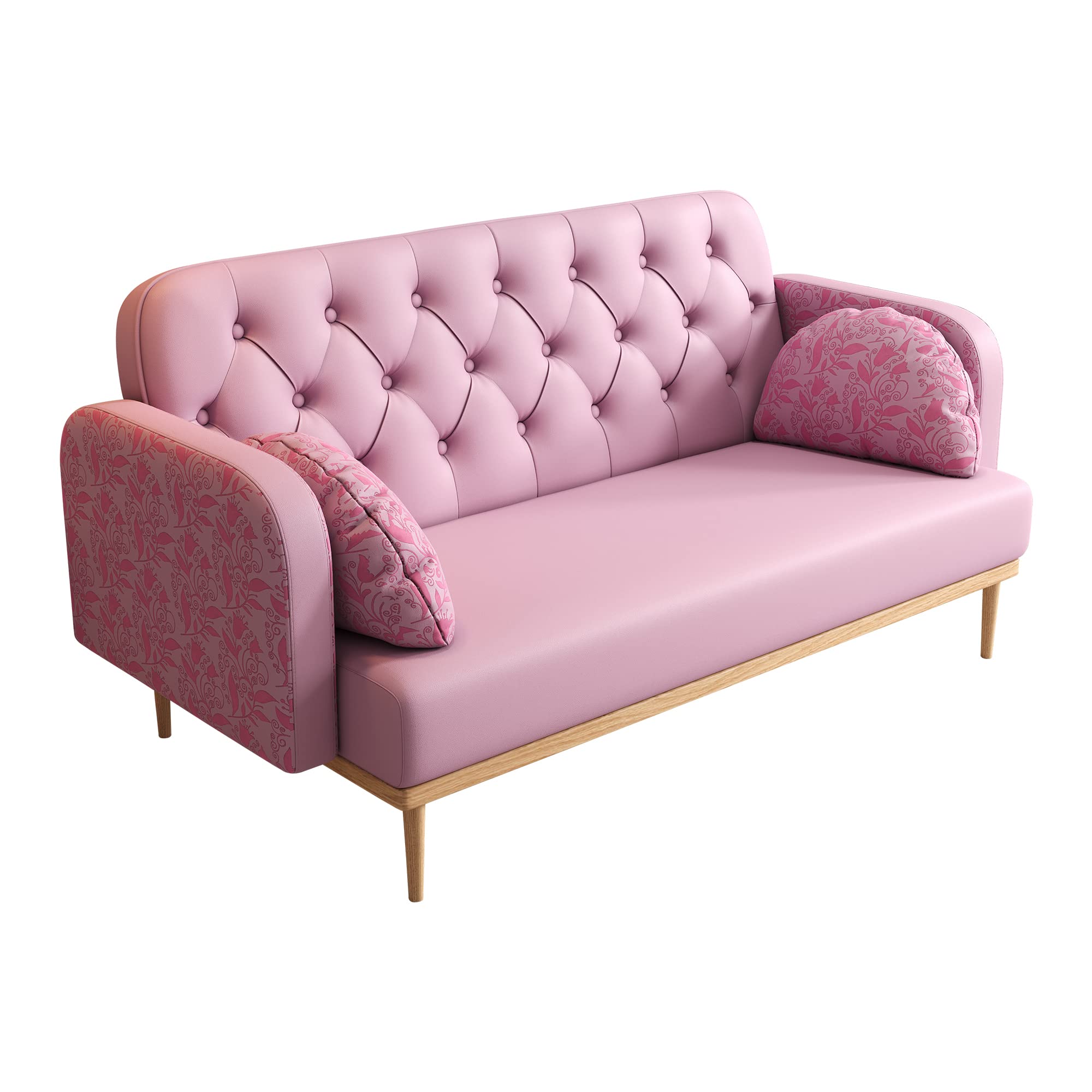 Loveseat Sofa, Mid Century Modern Decor Love Seat Couch, 56" 2-Seater Sofa Double seat Modern Sofa for Living Room, Apartment, Studio,Office & Small Space (Pink)