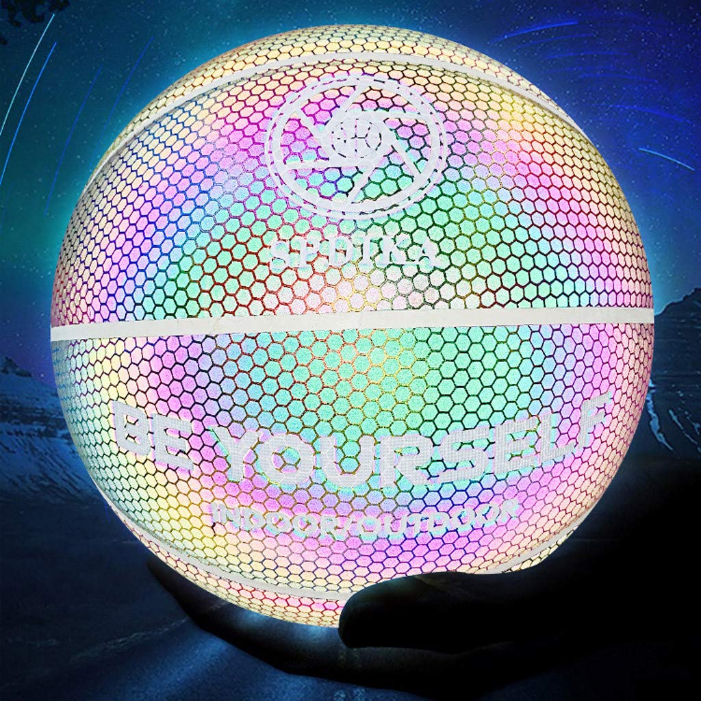 Reflective Basketball Size 7 Glowing Battery-Free Light Up Basketball