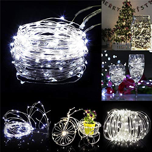Lxcom Lighting Fairy String Lights 6.56Ft 280leds 14 Strands Battery Operated Copper Wire Branch Lights 8 Modes Waterfall Twinkle Lights with Timer Decorative Lights for Home Festival Decor(White)