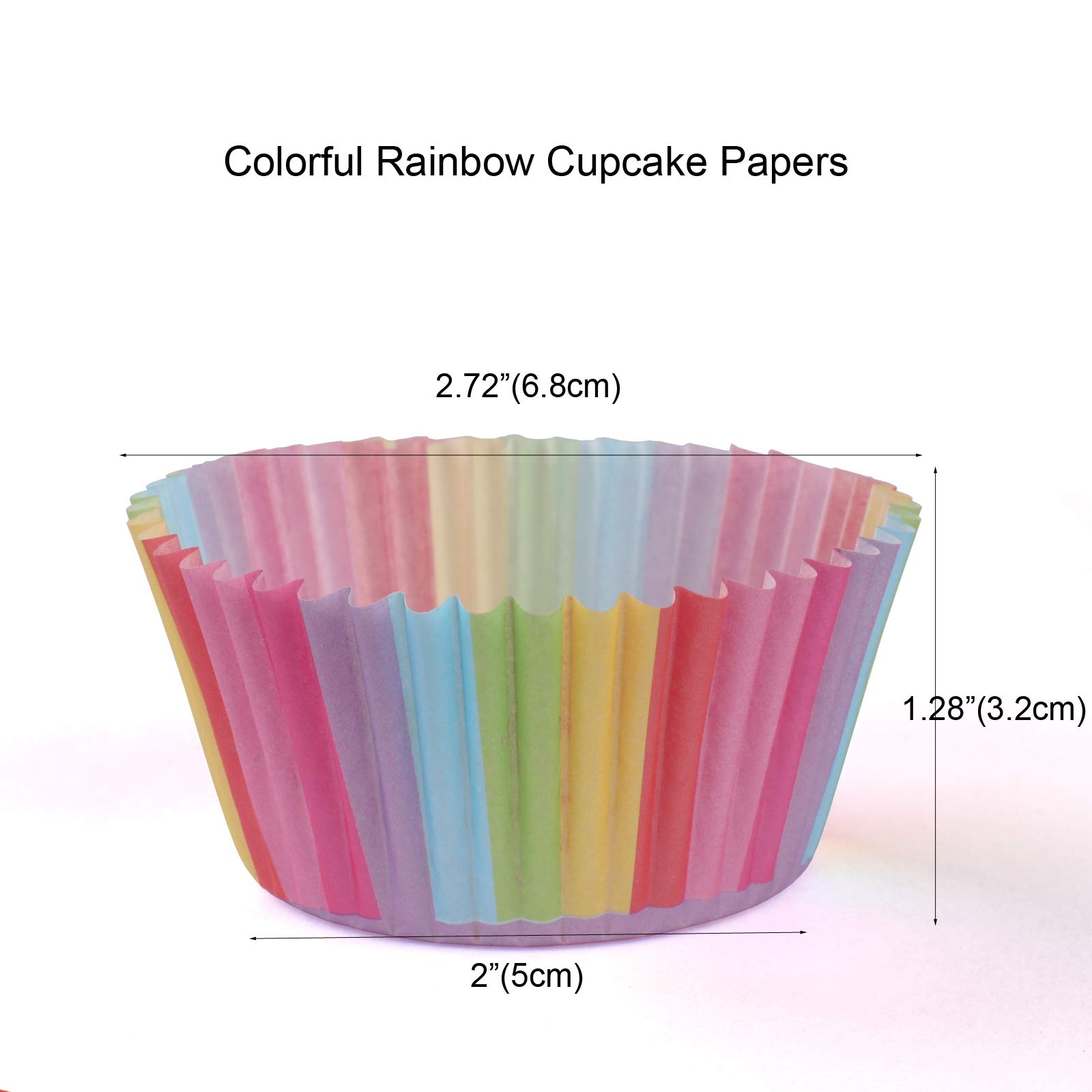 WARMBUY Rainbow Cupcake Papers Baking Cup Liners, 300 Pcs