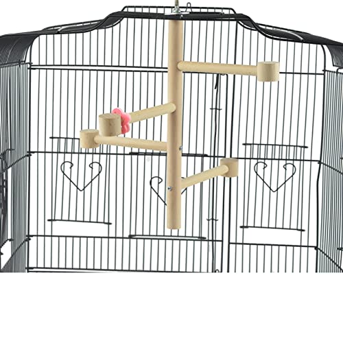 Wooden Bird Cage Stands Perches for Parrots, Parakeet Chewing Climbing Toys, Parrot Cage Top Tree Perches Play Stand Platform Playground Ladders Toys for Cockatiels Budgies Small Medium Parrots