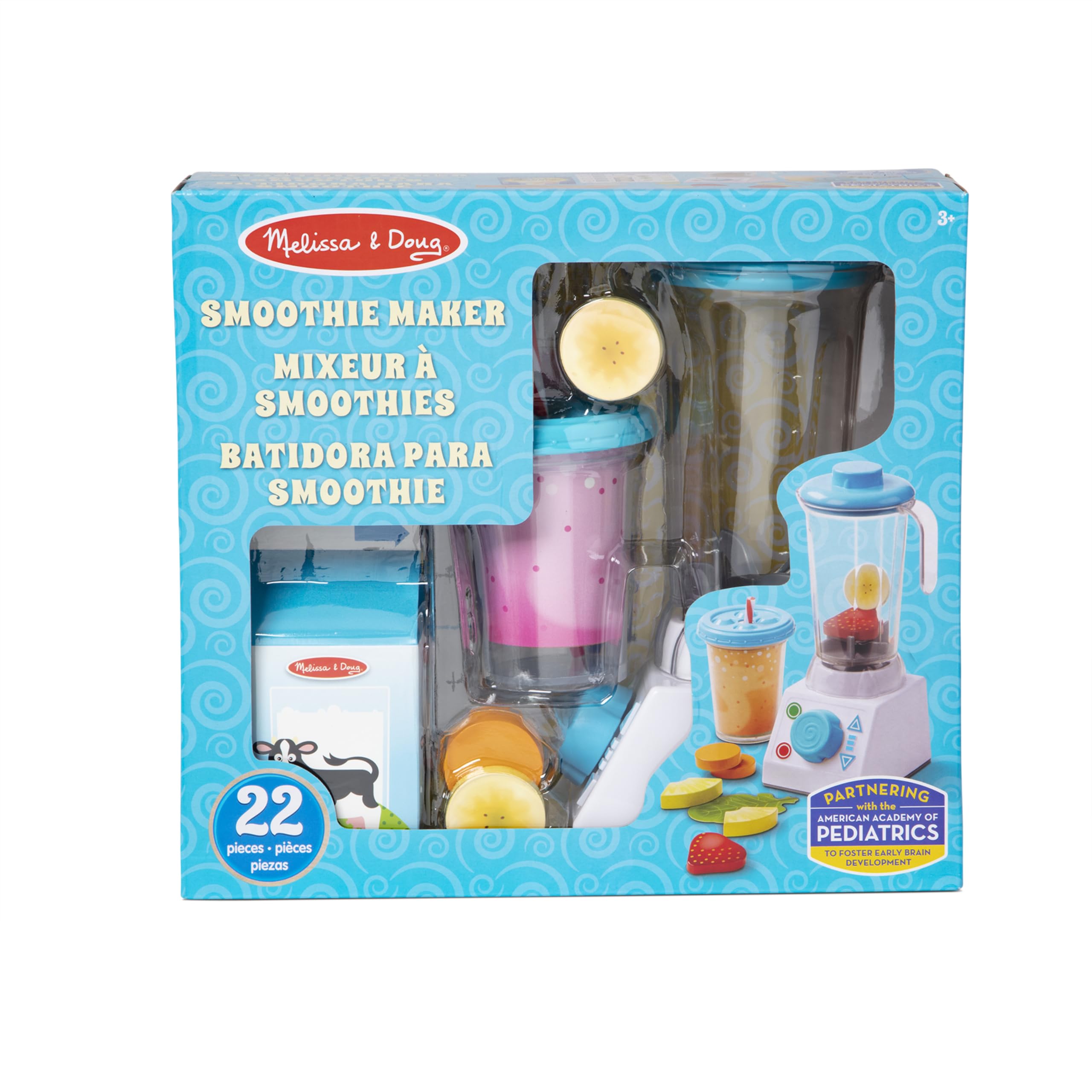 Melissa & Doug Smoothie Maker Blender Set with Play Food - 22 Pieces - Play Blender Mixer Toy for Kids Kitchen Ages 3+