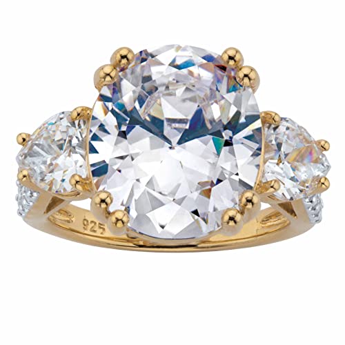 PalmBeach Jewelry Yellow Gold-plated Sterling Silver Oval Shaped Cubic Zirconia Engagement Ring Sizes 6-10 Size 7