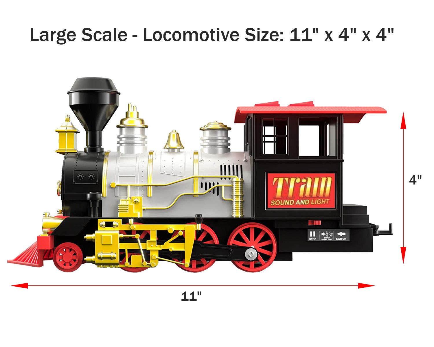 Large Classic Holiday Christmas Tree Train Set with Sounds Lights Smoke for Around Under The Christmas Tree