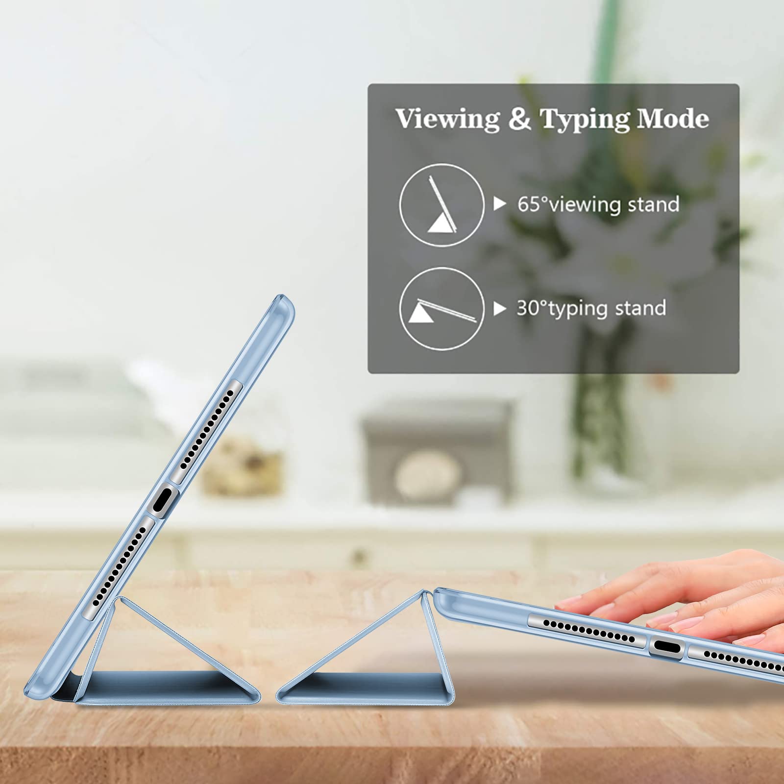 ProCase Smart Case for iPad 9.7 Inch iPad 6th 5th Generation Cases, iPad Air 2, iPad Air Case, Slim Soft TPU Cover Stand Smart Case for iPad 9.7 2018 2017 Model iPad Air 2 Air 1 -SkyBlue