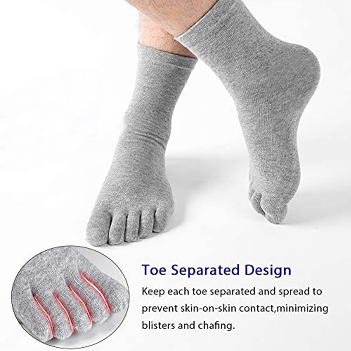 Meaiguo Toe Socks Running Five Finger Crew Cotton for Men Women 4 Pack(MenA1)