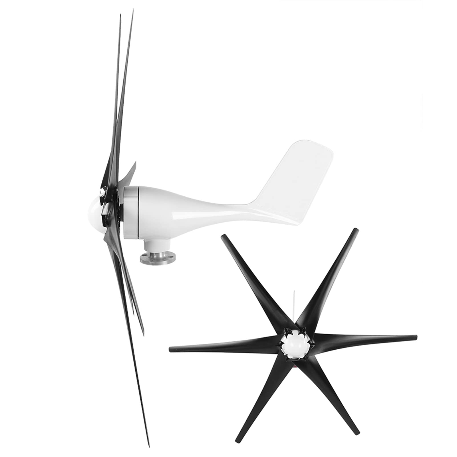 Wind Turbine Generator, Windmill Generator 800W Wind Turbine 6 Blade Wind Controller Turbine Generator Kit for Boats, Terraces, Cabins or Home(Black 24V)