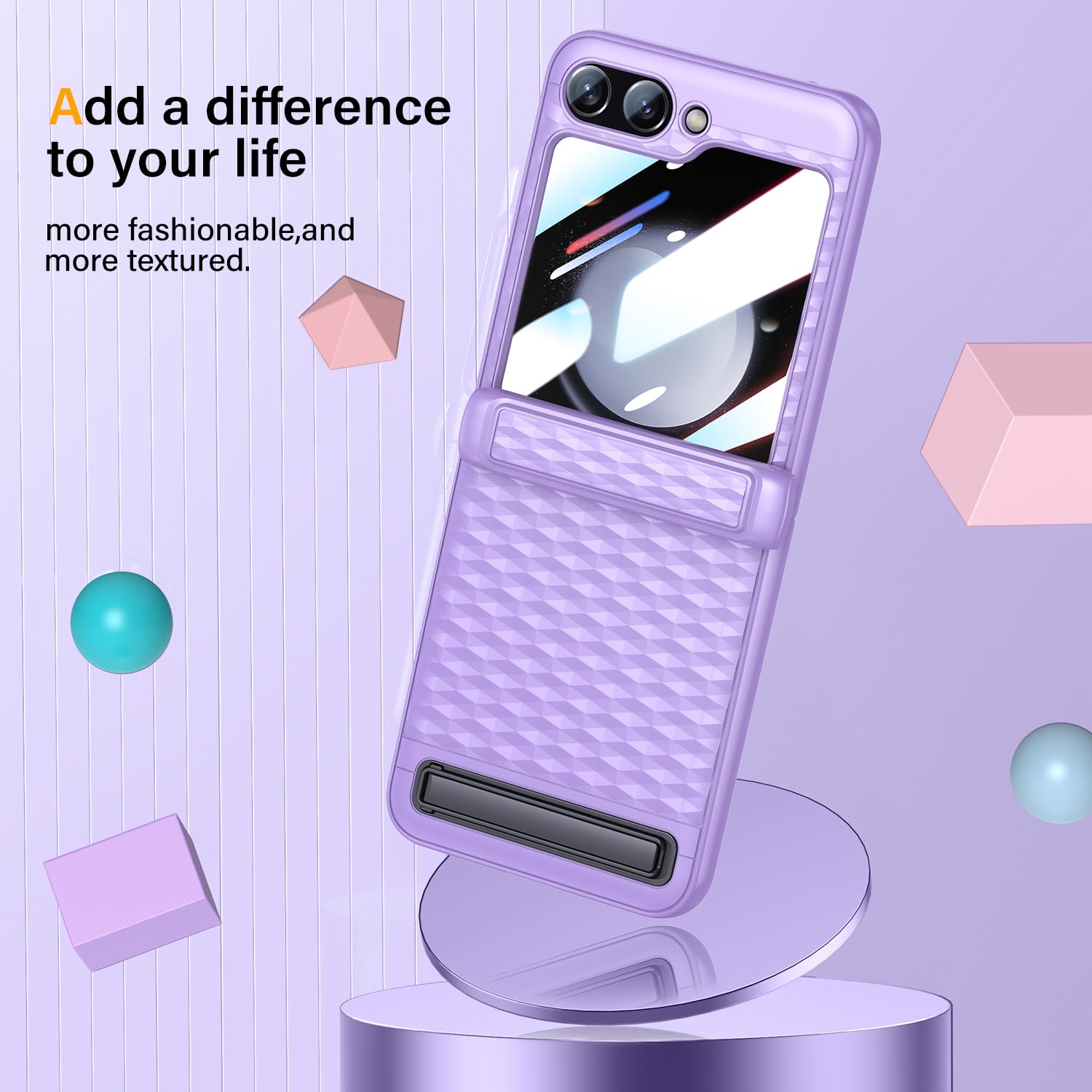LEIAU kickstand Case for Samsung Flip5: Slim Flip 5 Phone cover with Hinge Protection & Kickstand & Outer Screen Protector, Full Body Rugged Wireless Charging Case for Galaxy z5 flip 5G 2023 (Black)