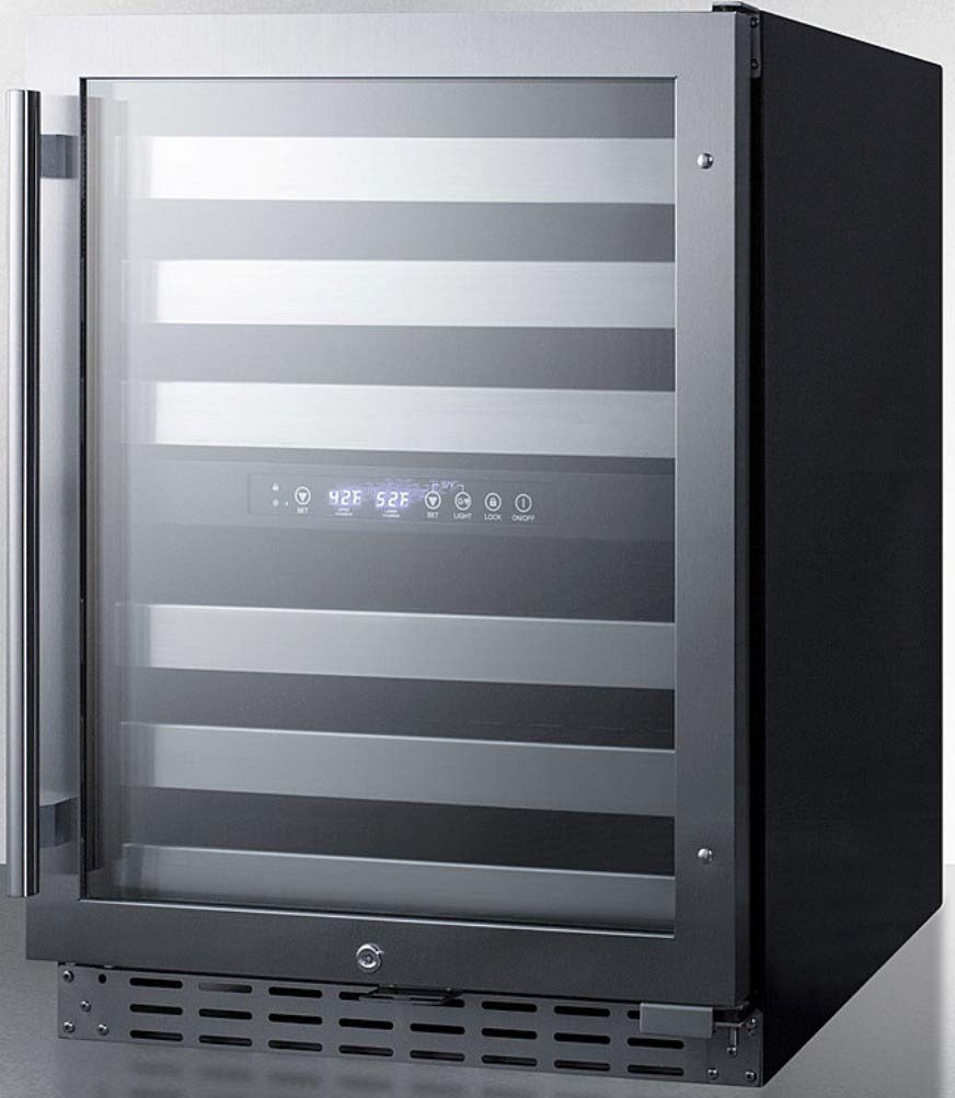Summit Appliance ALWC532 24" Wide Built-In Wine Cellar, ADA Compliant; 46 Bottles; Automatic Defrost; Glass Door; Full-extension Shelving; Digital Control Panel; Interior Lighting