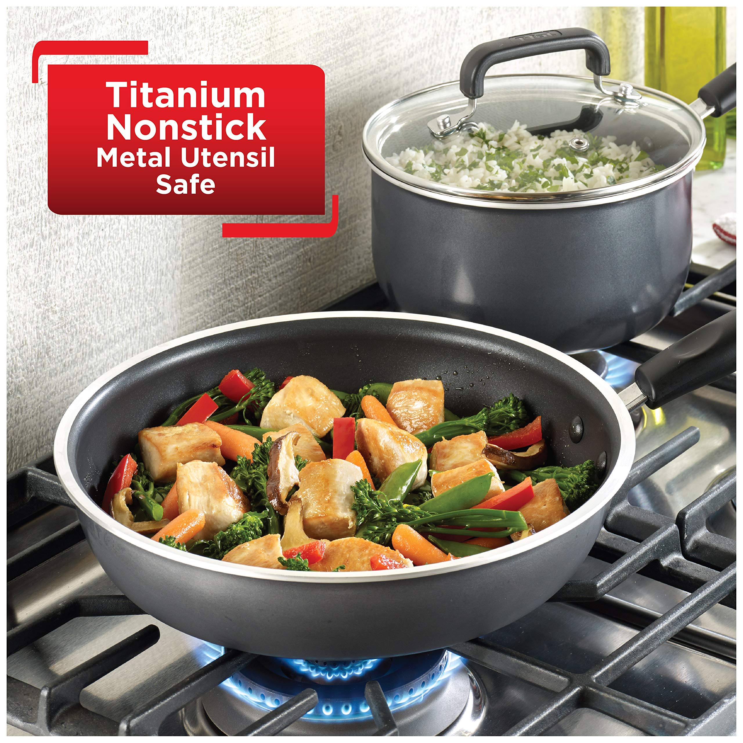 T-fal Signature Nonstick Fry Pan 8.5 Inch Oven Safe 350F Cookware, Pots and Pans, Dishwasher Safe Black
