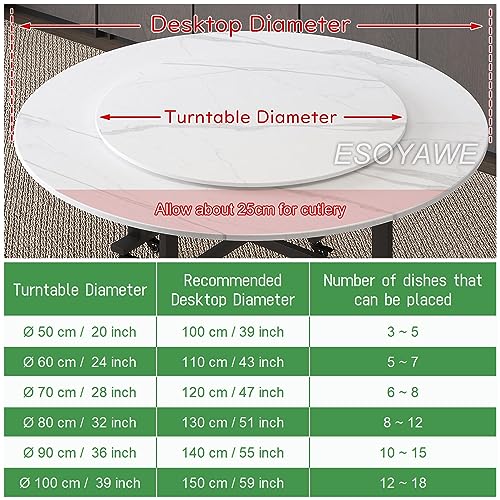 Wooden Lazy Susan Tabletop Service Plate, 360° Rotation Silent Dining Table Round Turntable, Diameter Ø 20 24 28 32 36 39 Inch Large Rotating Tray Rotating Board
